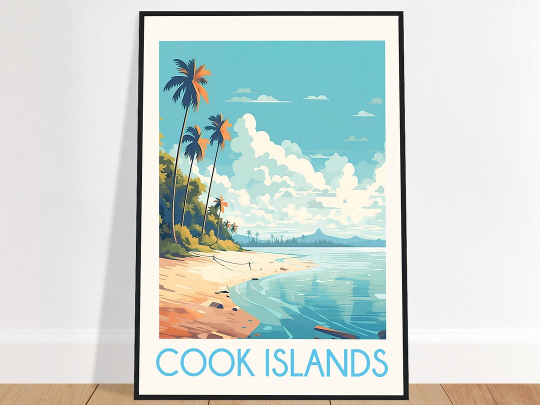 Cook Islands Travel Poster Rarotonga Pacific Island Vintage Wall Art ...