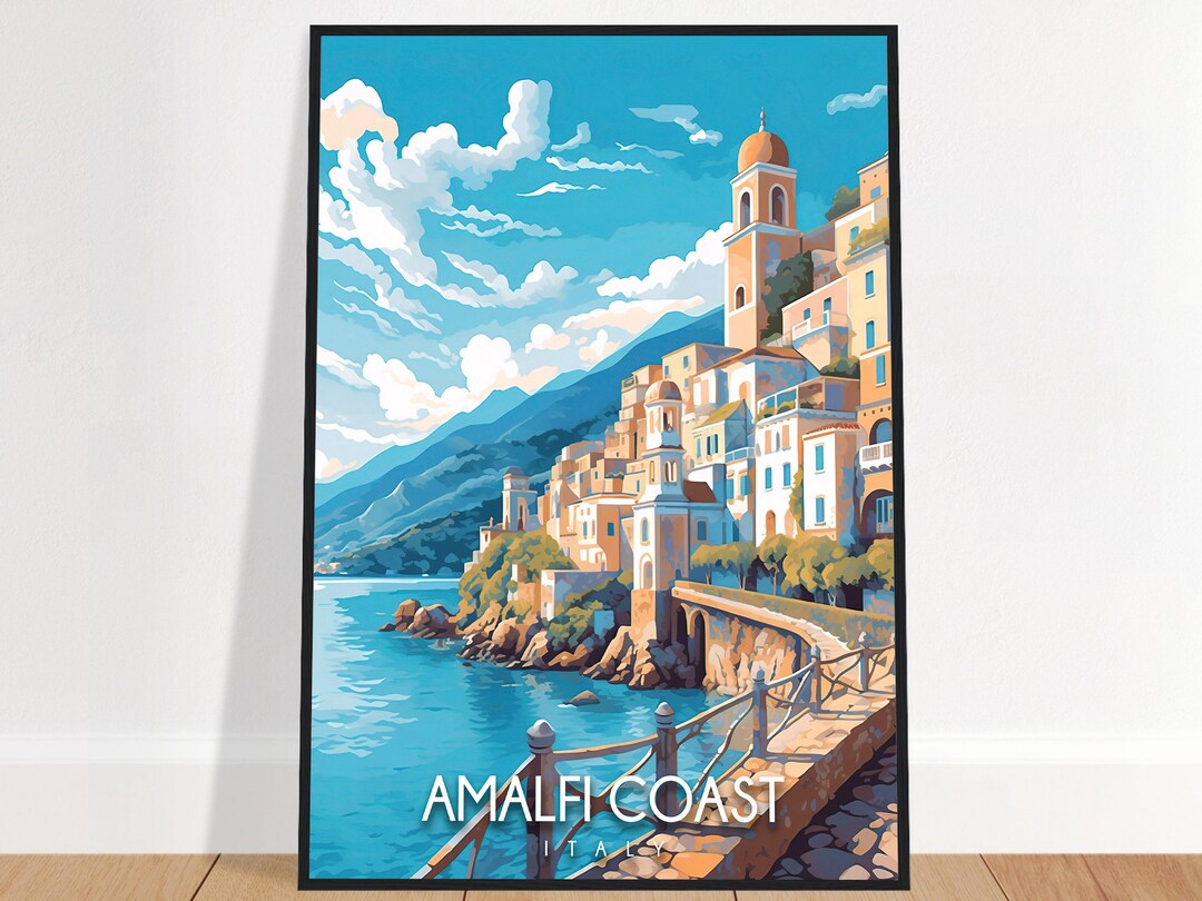 Amalfi Coast Travel Poster Italian Mediterranian Vintage Wall Art Home ...