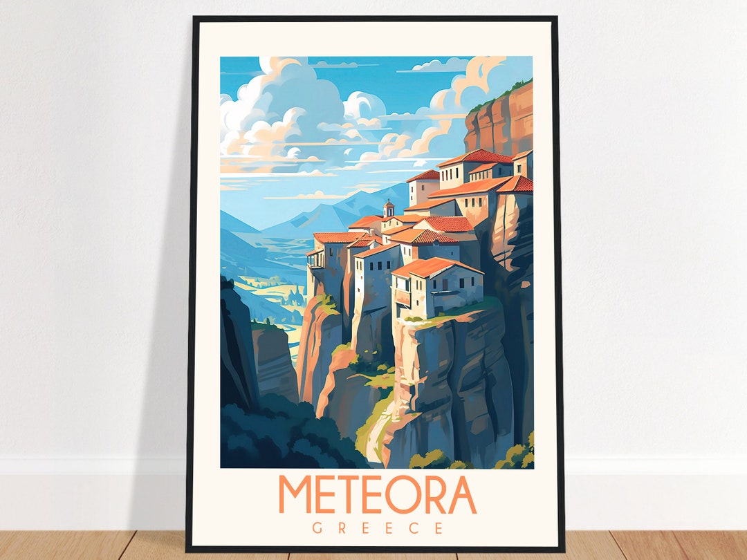 Meteora Travel Poster Greece Europe Vintage Wall Art Home Decor Art ...