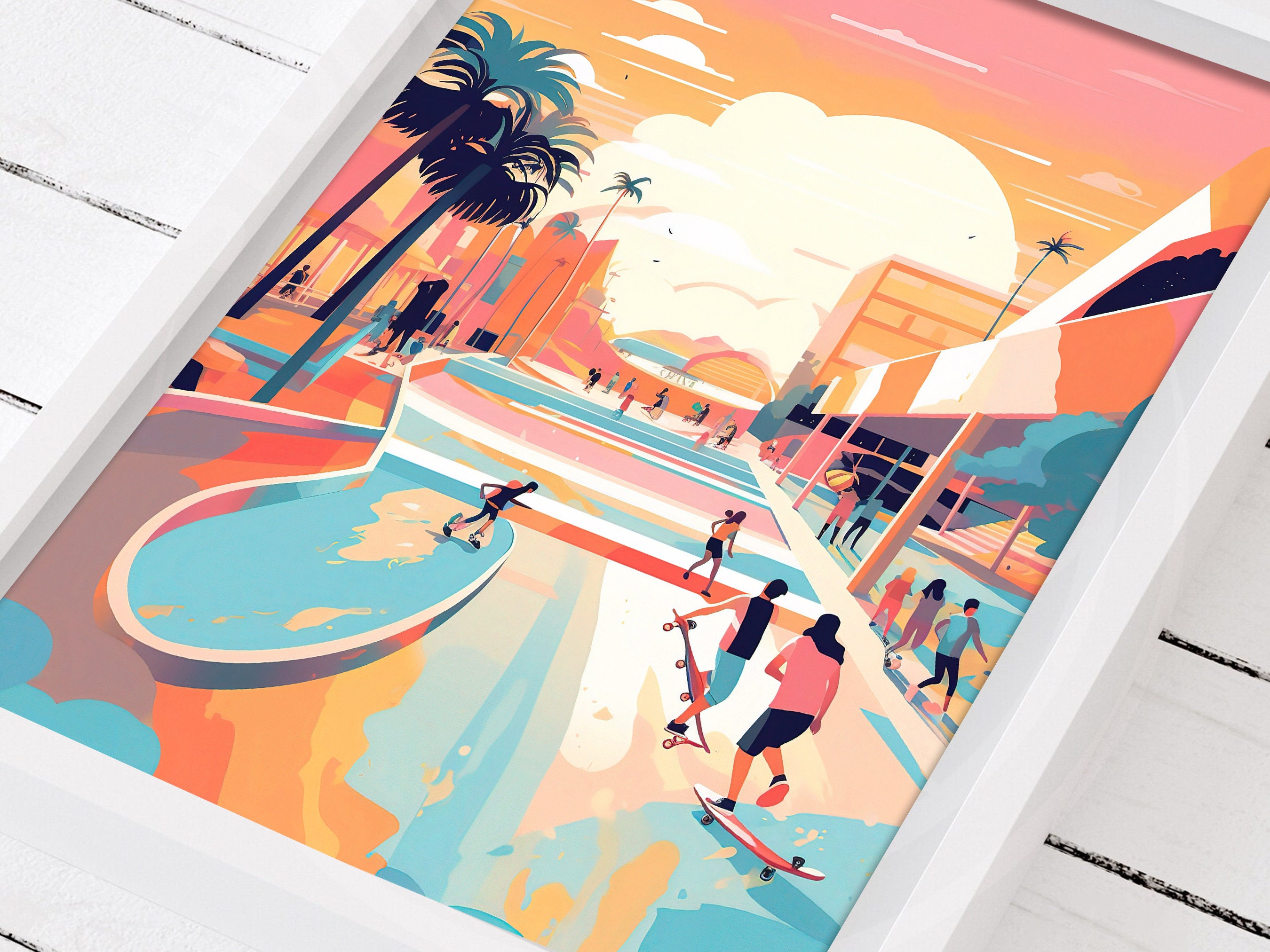 Skate Park Travel Poster Vintage Skateboard Wall Art Home Decor Art ...