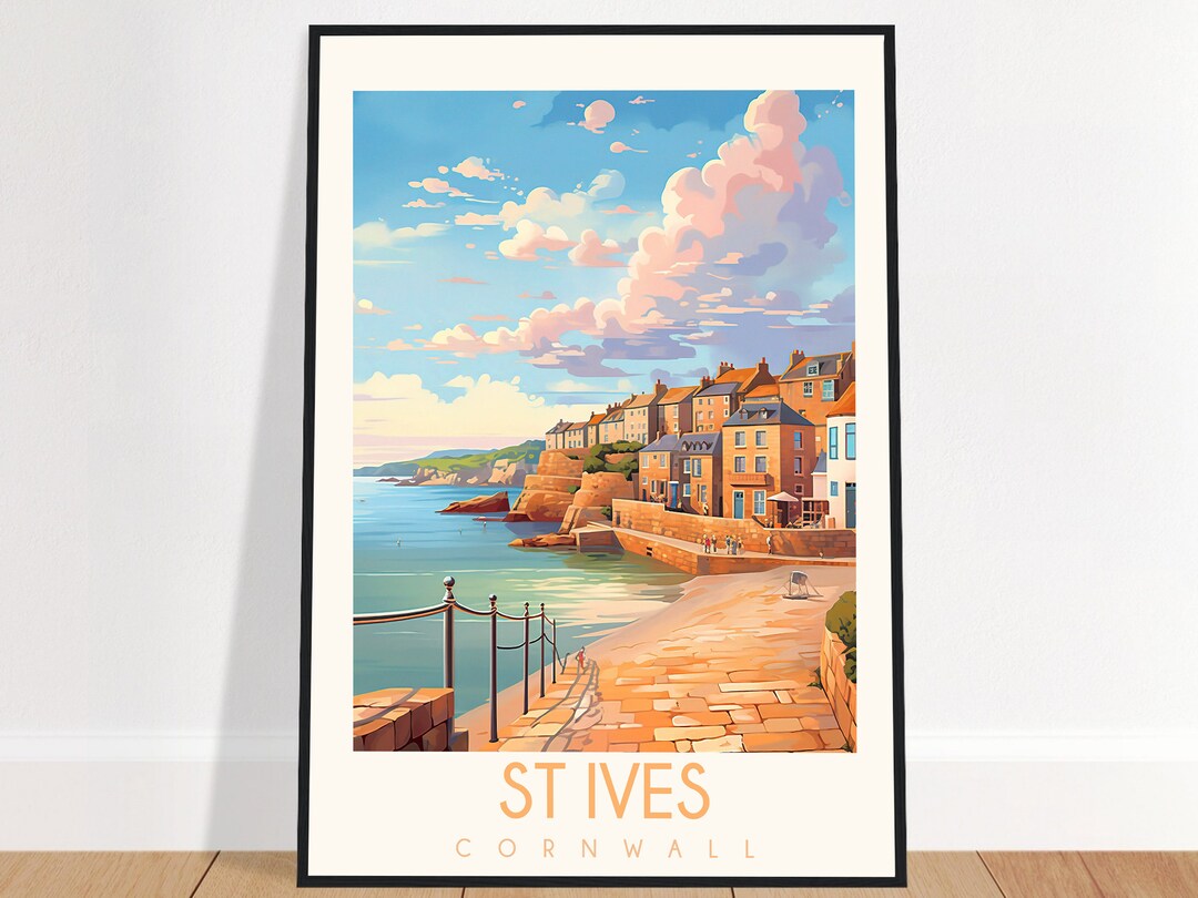St Ives Travel Poster Cornwall Vintage England Wall Art Home - Etsy