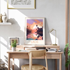 Laos Travel Poster South East Asia Vintage Wall Art Home Decor Art ...