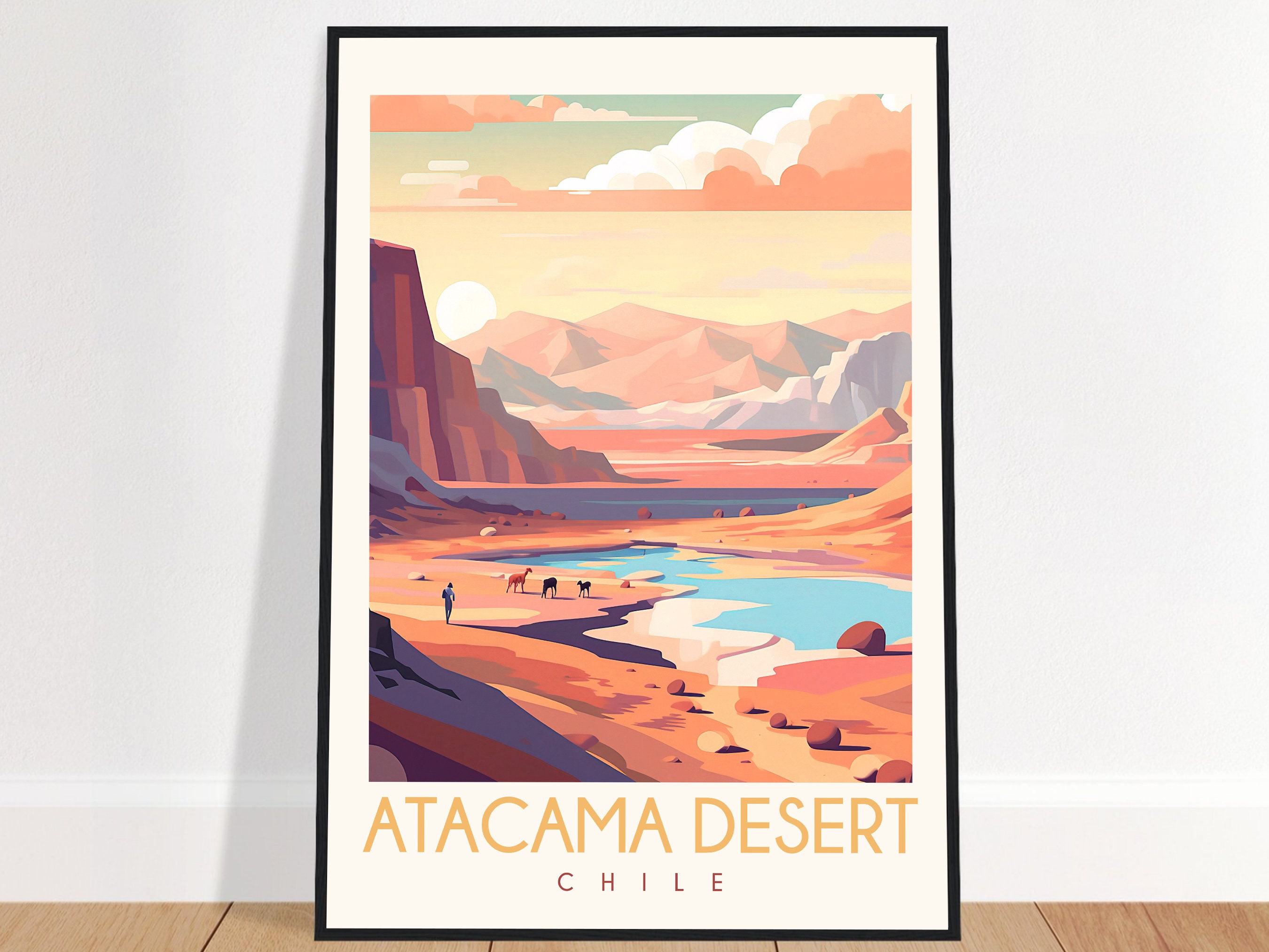 Atacama Desert Travel Poster Chile Vintage South America Wall Art Home ...