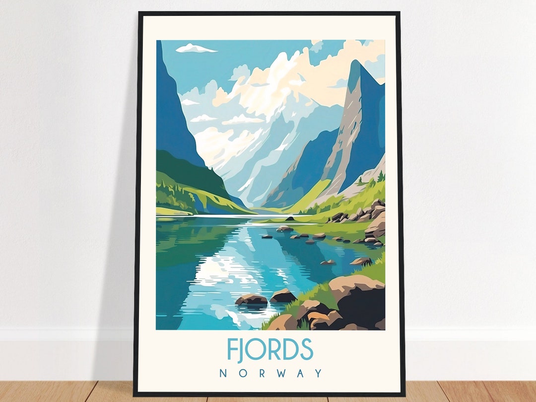 Fjords Travel Poster Norway Europe Vintage Wall Art Home Decor Retro ...