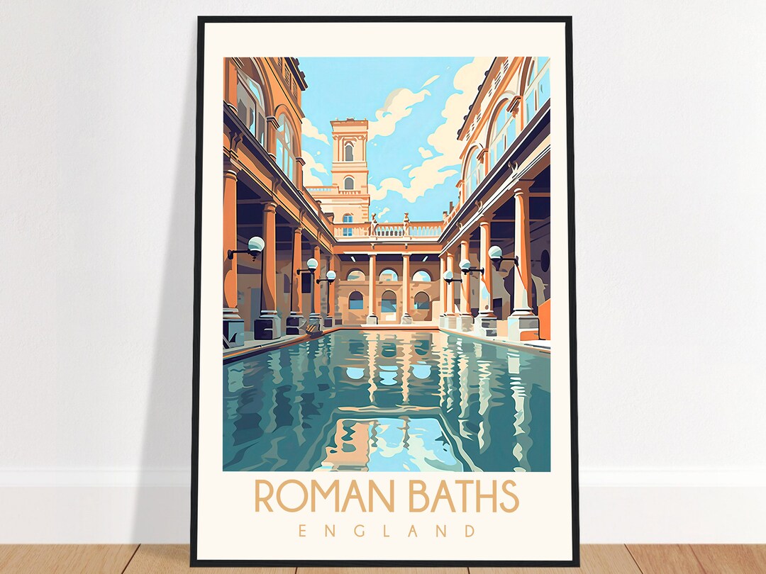 Roman Baths Travel Poster Bath Vintage England Wall Art Europe Home ...