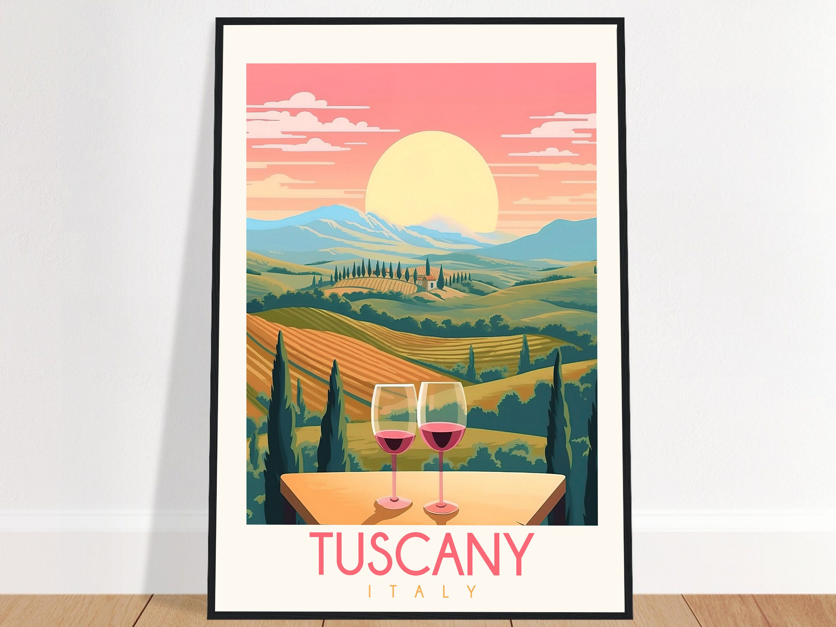 Tuscany Travel Poster Italian Wine Vintage Italy Europe Wall Art ...
