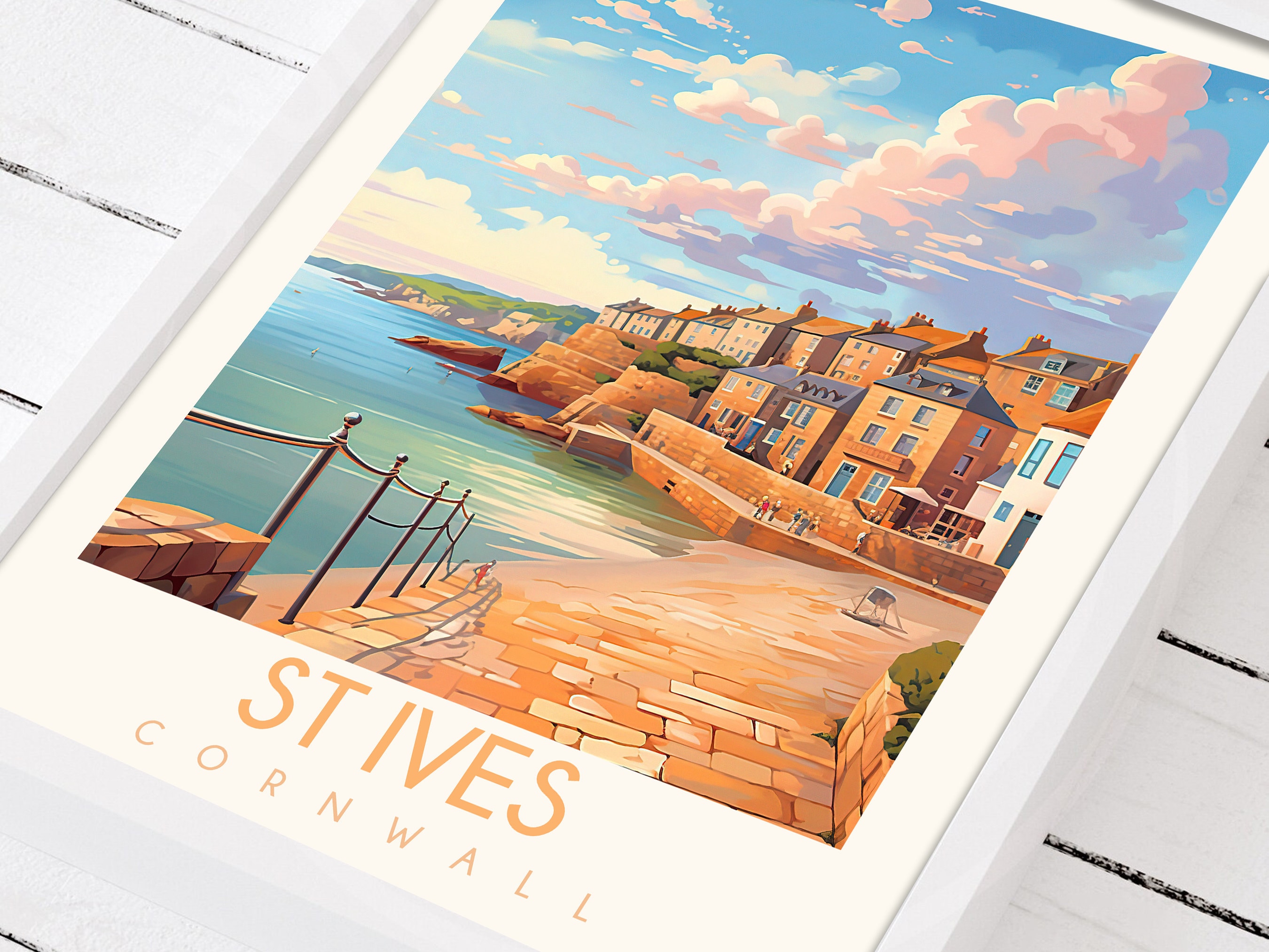 St Ives Travel Poster Cornwall Vintage England Wall Art Home - Etsy