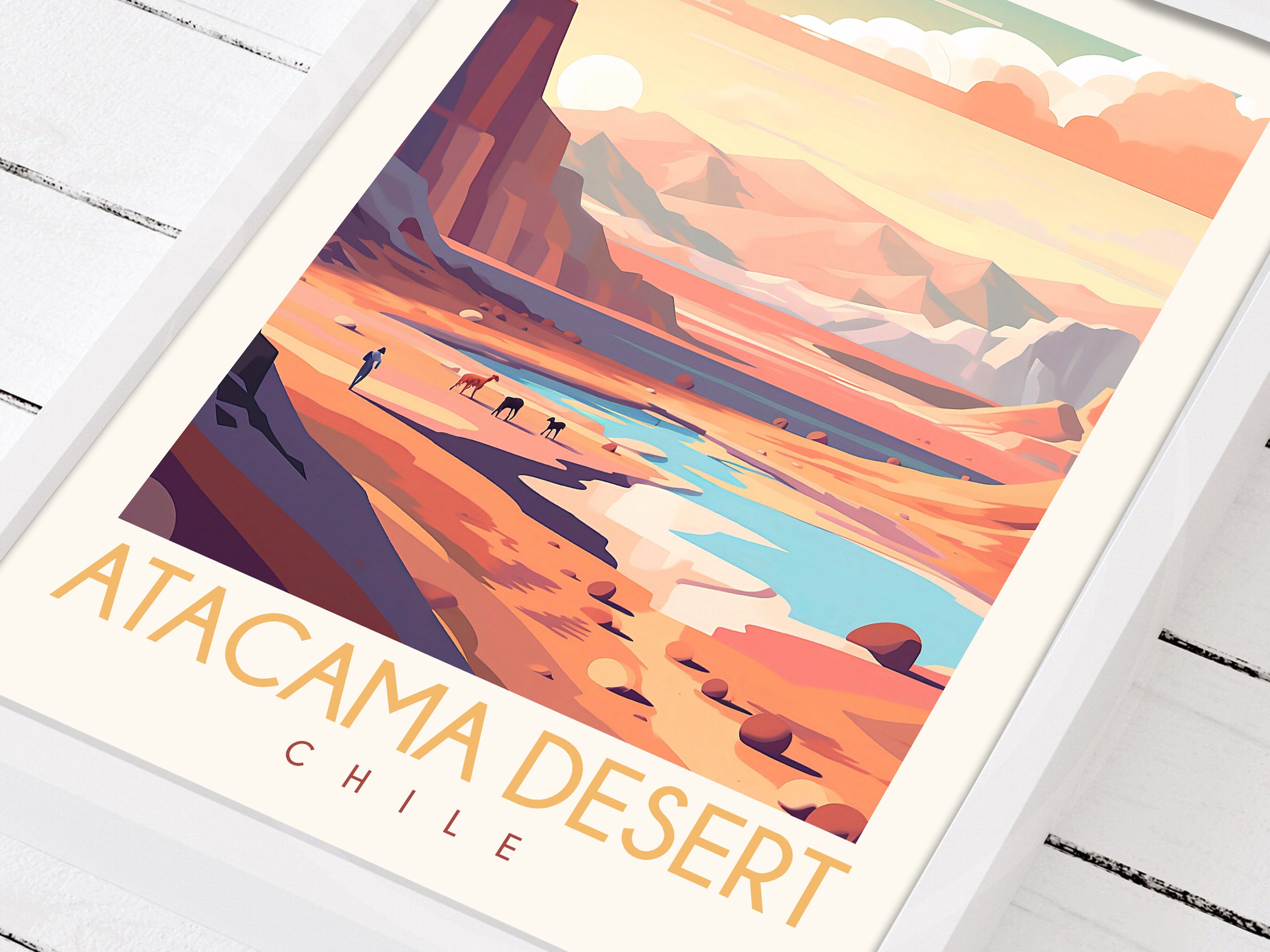 Atacama Desert Travel Poster Chile Vintage South America Wall Art Home ...