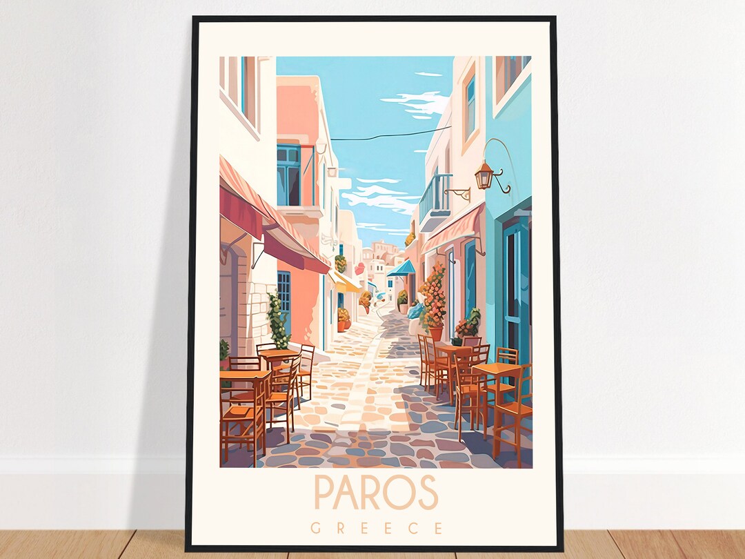 Paros Travel Poster Greece Vintage Europe Wall Art Home Decor Art Print ...