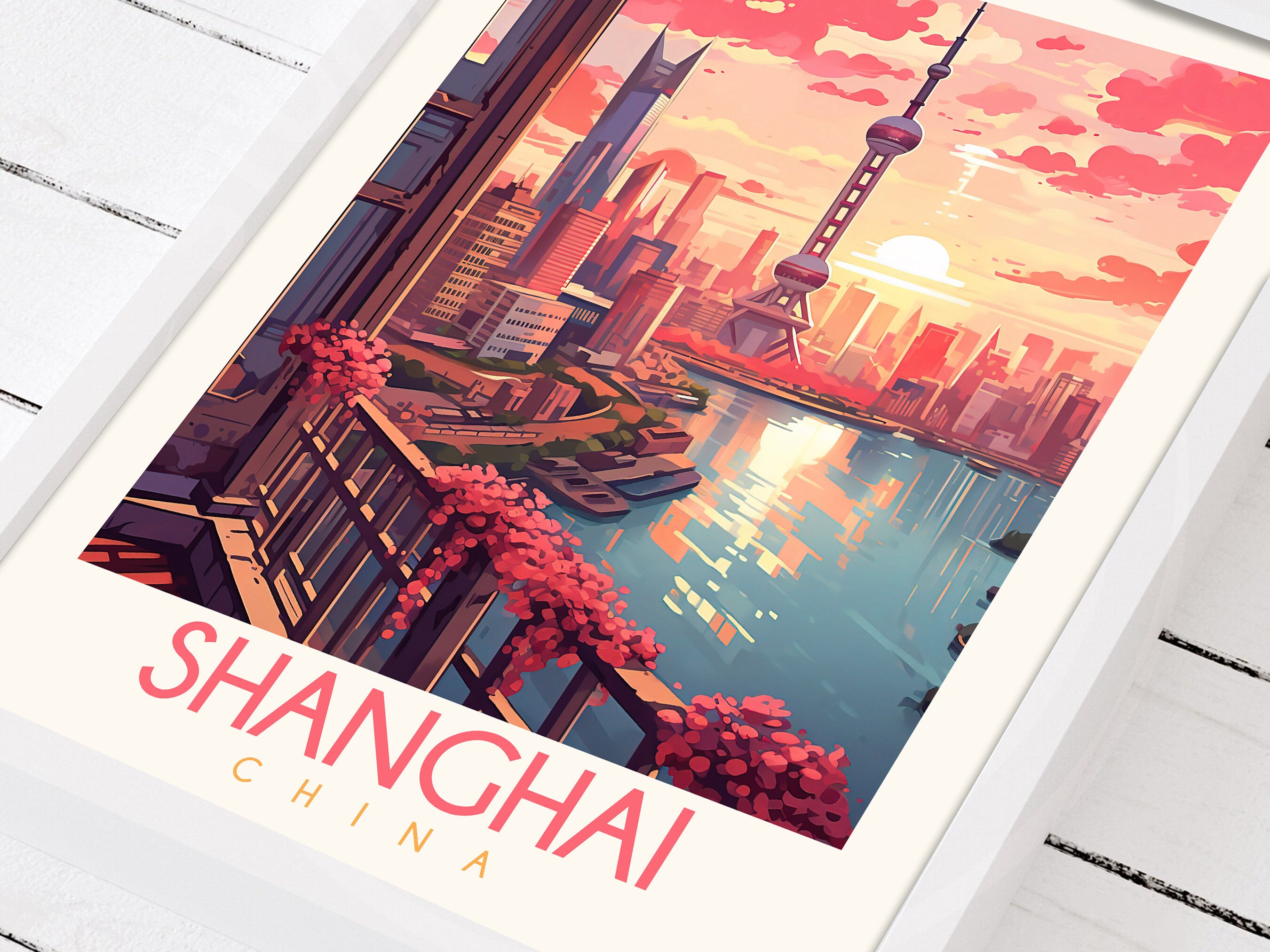 Shanghai Travel Poster China Vintage Chinese Wall Art Home Decor Art ...