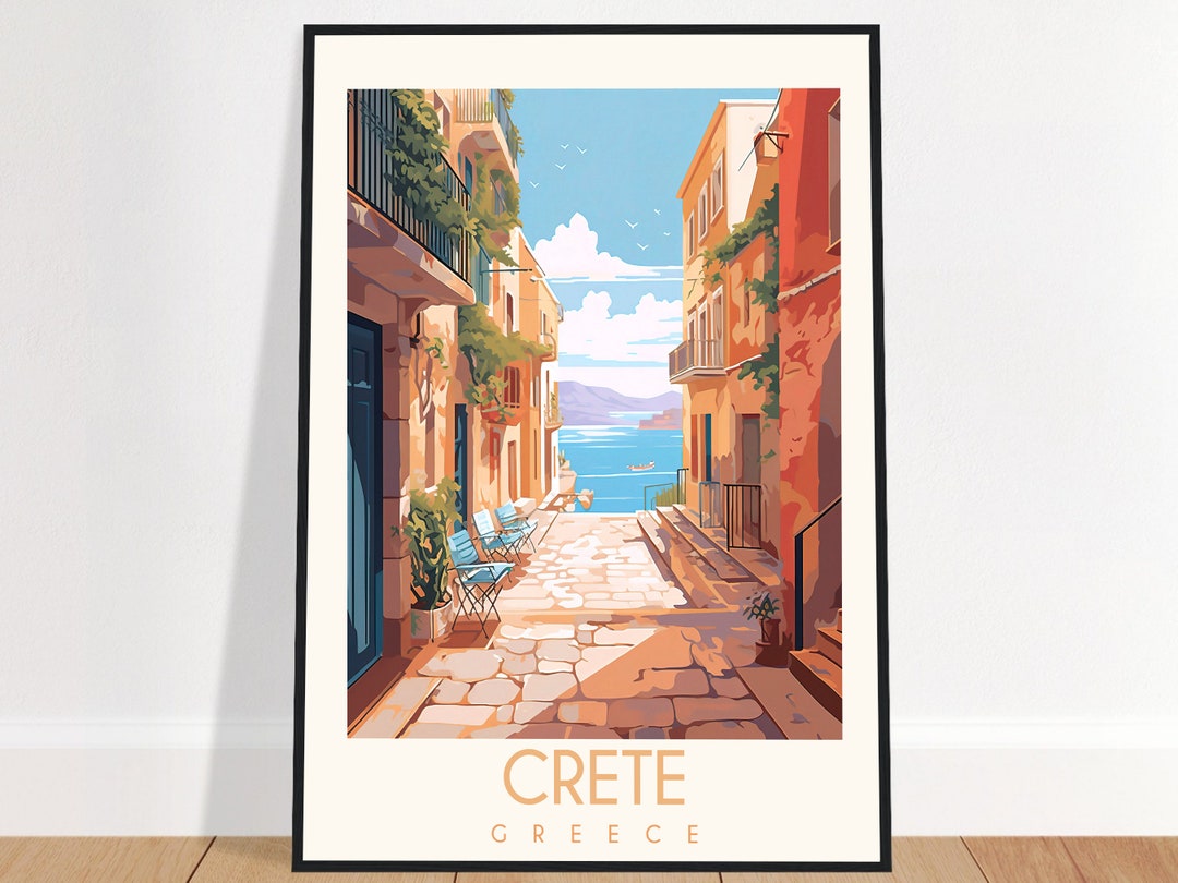Crete Travel Poster Greece Vintage Europe Wall Art Home Decor Art Print ...