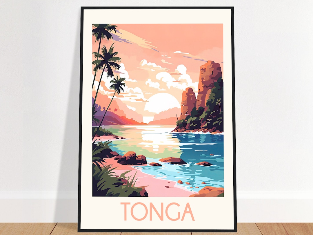Tonga Travel Poster Pacific Island Vintage Beach Wall Art Home Decor ...
