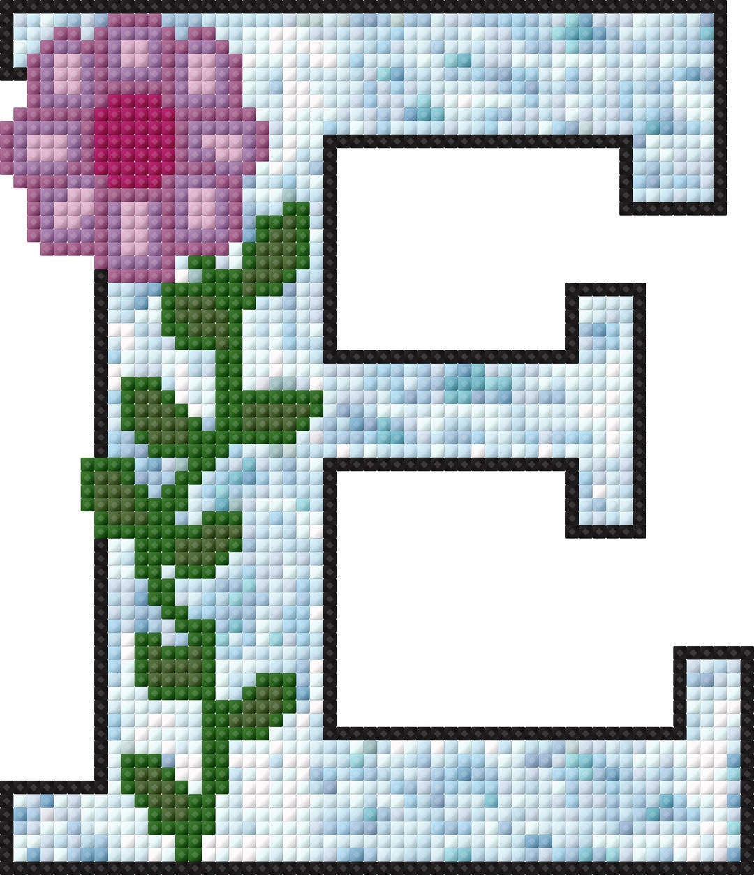 Letter E Partial Square Diamond Art Pattern - Etsy