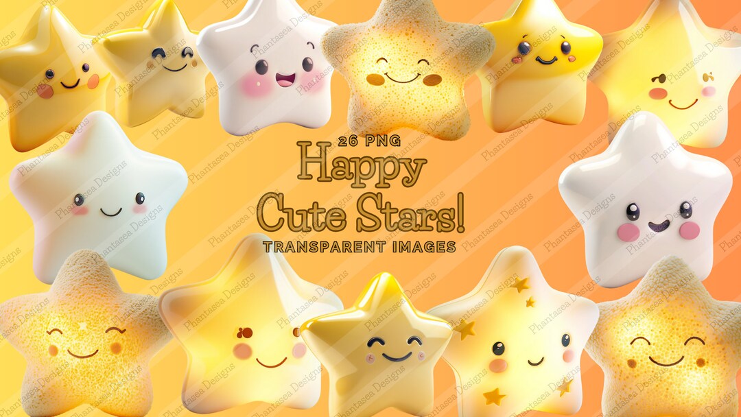 Cute Happy Stars Clip Art, Amazing Gleeful Stars, for Any Design Need ...