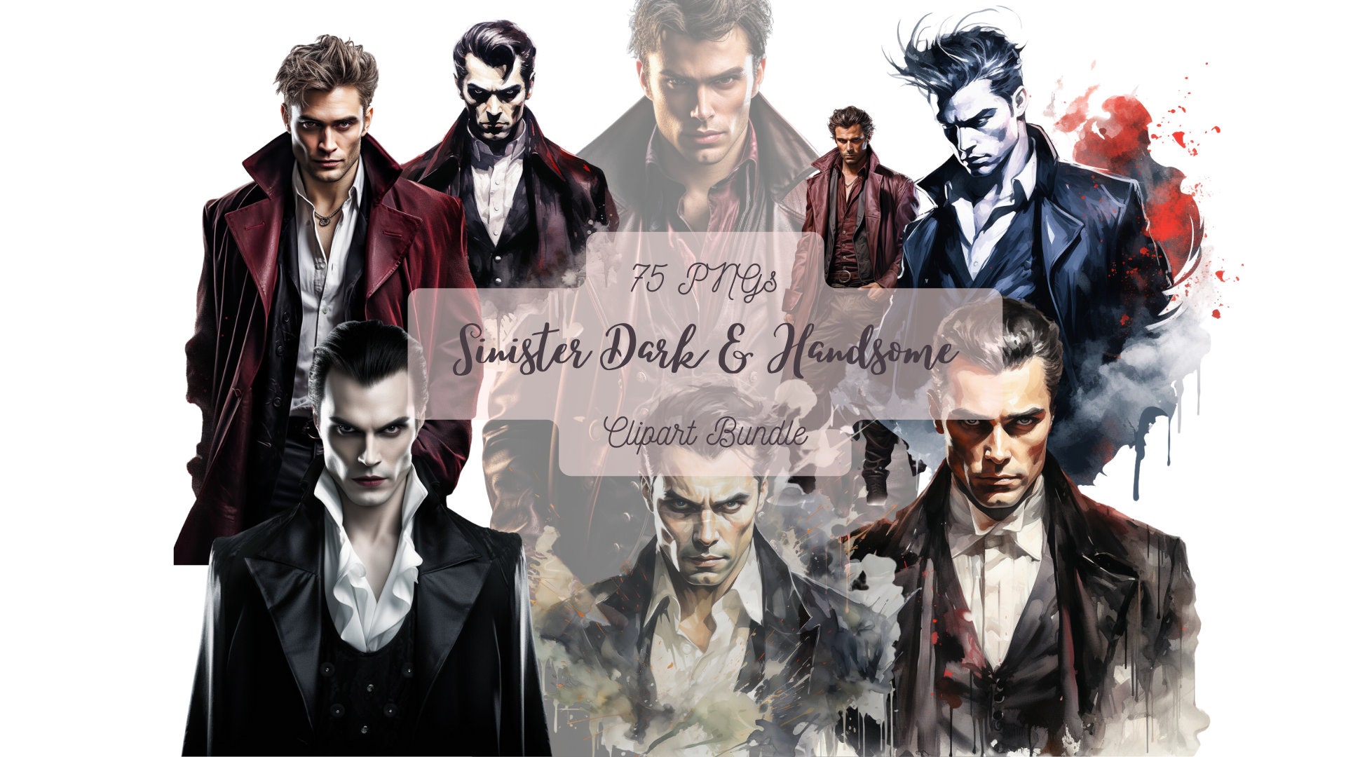 75 PNG Bundle Sinister Dark & Handsome Men Clipart, Vampires, Halloween ...