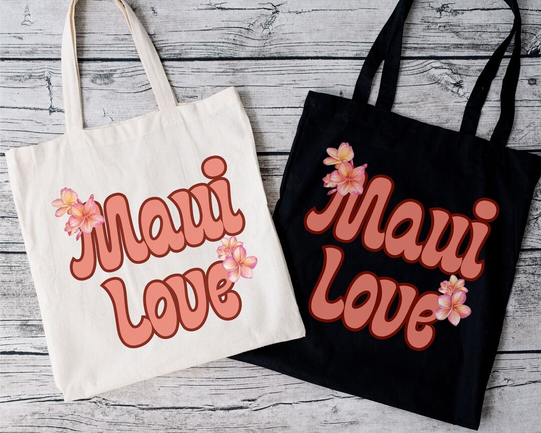 Hawaii Canvas Tote Bag, Maui Love Tote, Tropical Vacation Tote, Gift ...