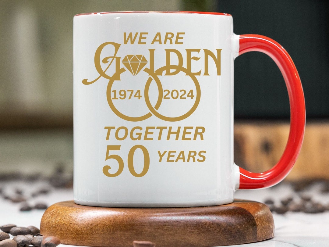 Personalized 50th Anniversary Ceramic Mug, Custom Golden Wedding ...