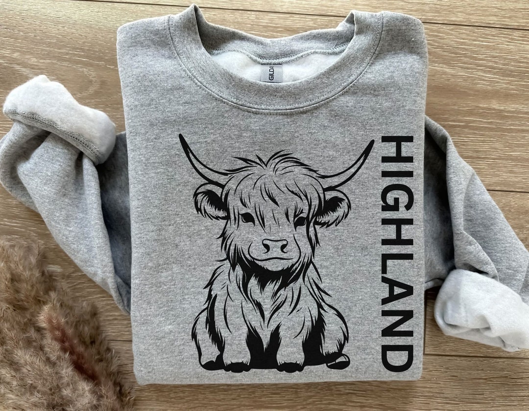 Highland Cow Sweatshirt, Highland Farm Shirt, Western Sweatshirt, Cute ...