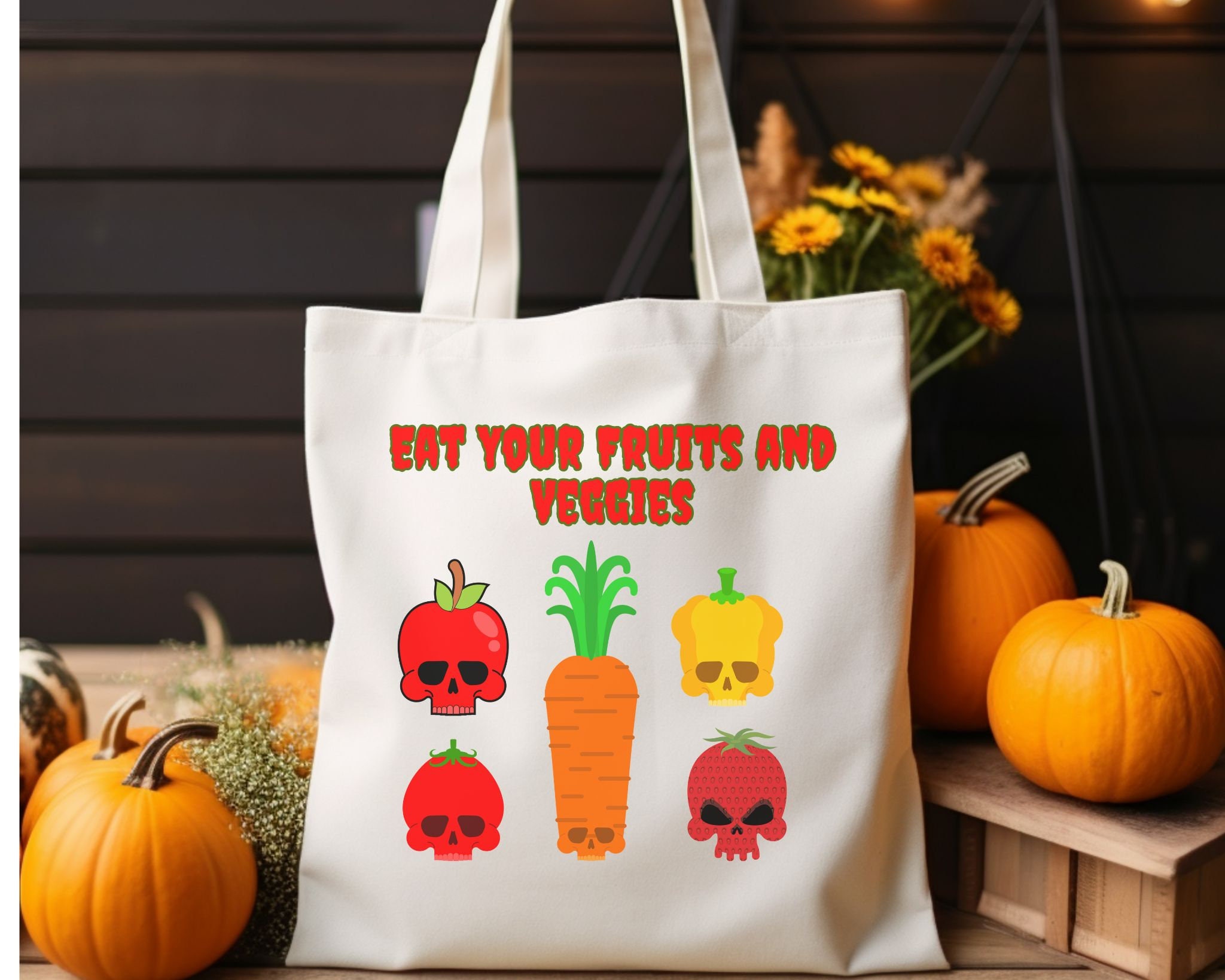 Reusable Grocery Tote Bag, Eat Your Fruits and Veggies Tote Bag, Gift ...