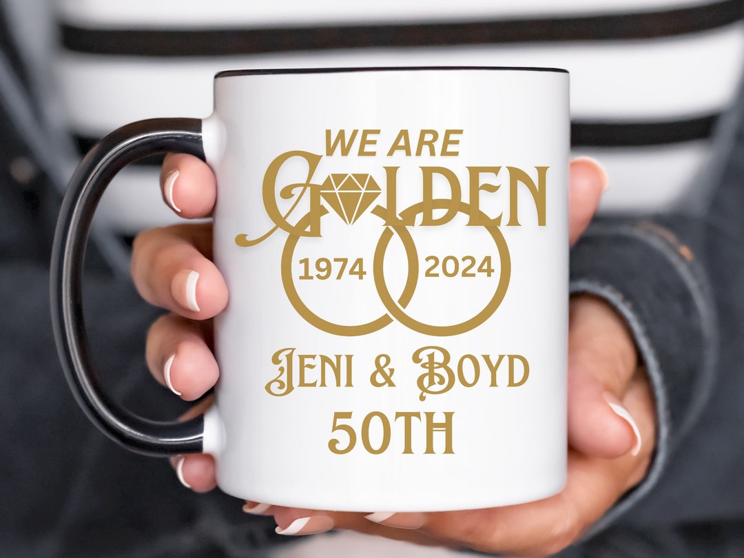 Personalized 50th Anniversary Ceramic Mug, Custom Golden Wedding ...