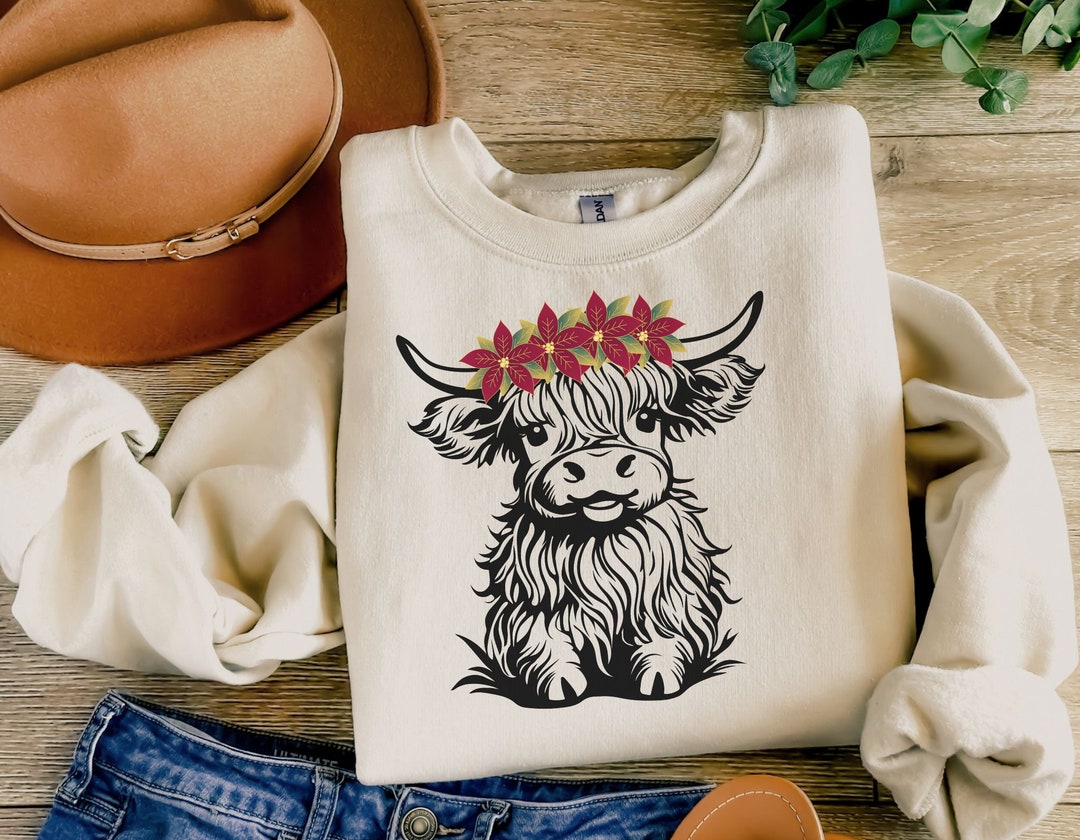 Highland Cow Sweatshirt, Christmas Gift for Cow Lover, Highland Cow ...