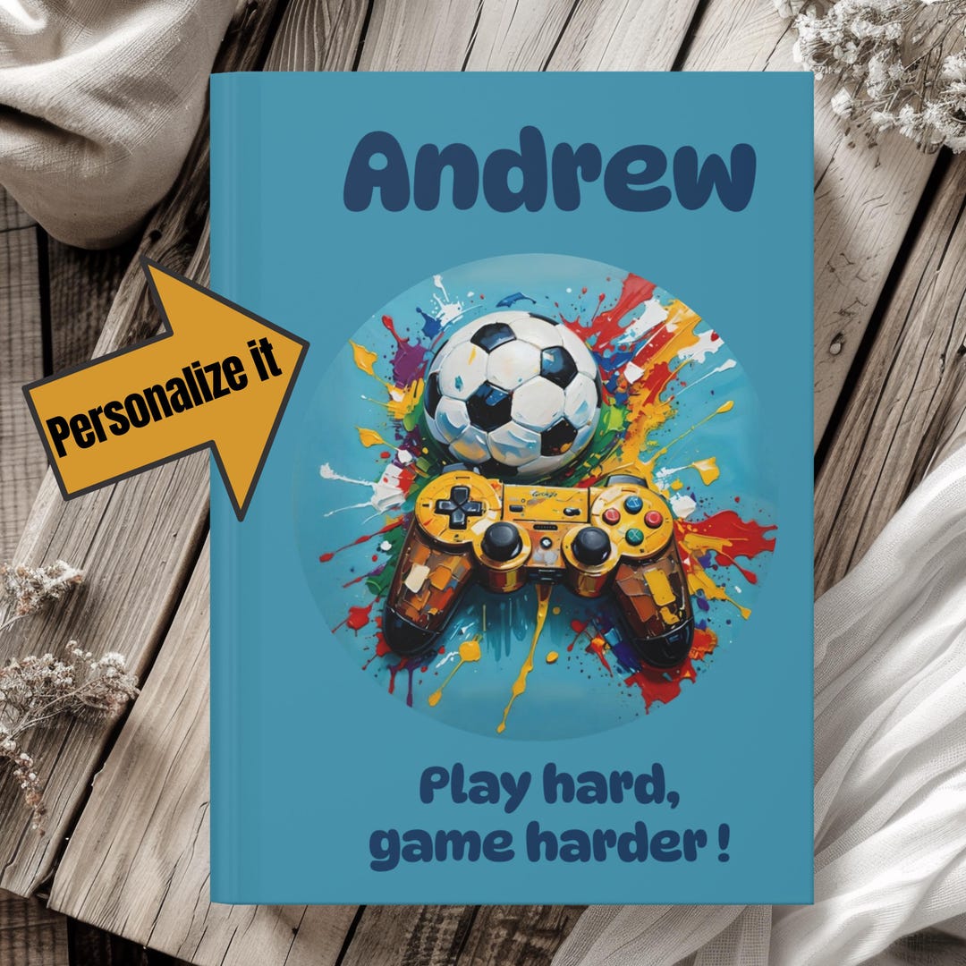 Personalized Soccer Gaming Journal, Kids Teens Adults, Custom Notebook ...