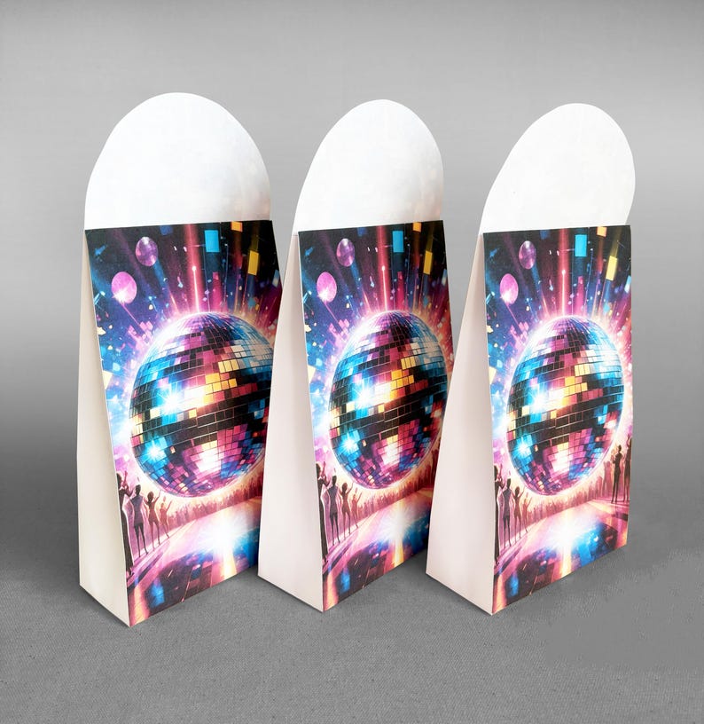 DISCO PARTY Favor Box EDITABLE Text Colorful Retro Customizable Party ...