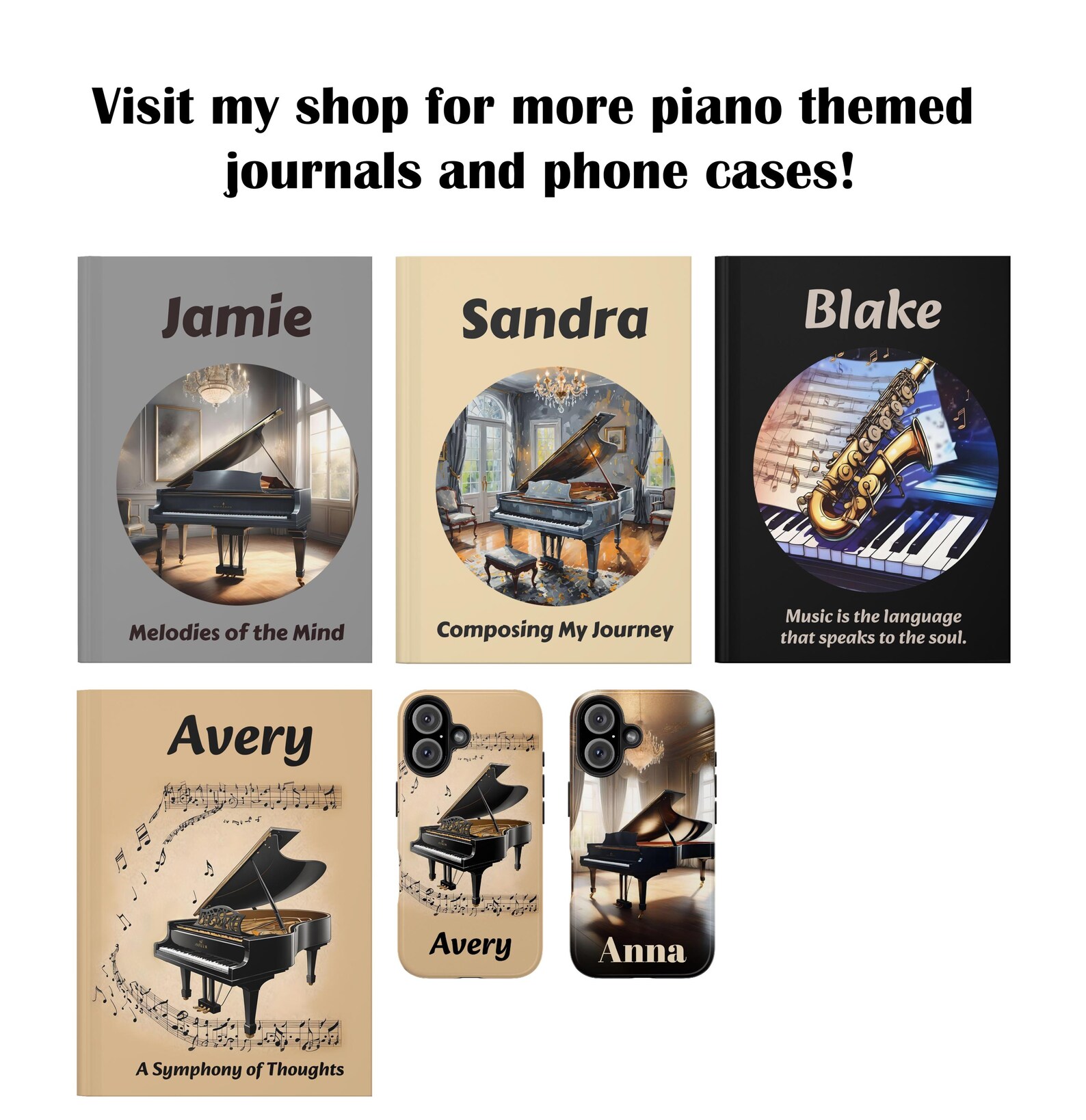 Personalized Music Journal: Grand Piano Design, Gift for Musicians - Etsy