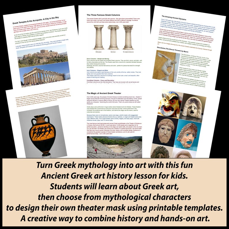 Ancient Greece Art History Lesson for Kids – Greek Theater Mask Project ...