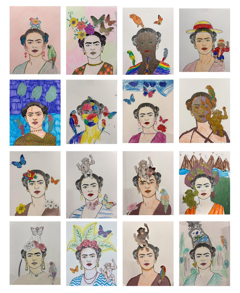 Frida Kahlo Art Lesson for Kids: Symbolism Portrait Project (PDF) - Etsy