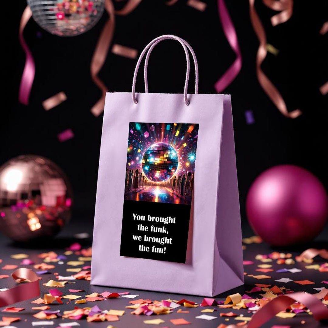 Editable Disco Party Favor Box Labels: Retro Goodie Bag Tags (printable ...