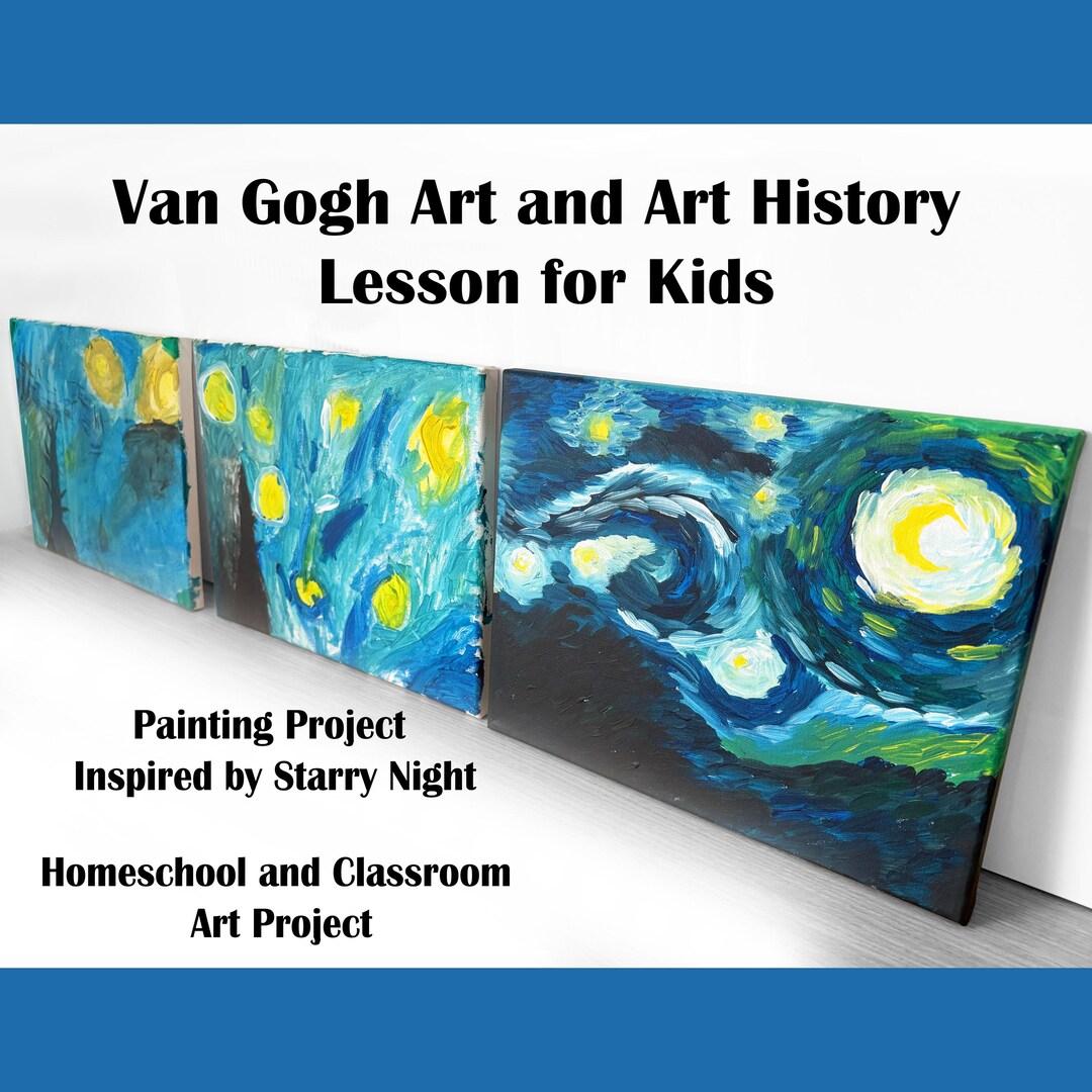 Van Gogh Art Lesson: Starry Night Inspired Painting Project (PDF ...