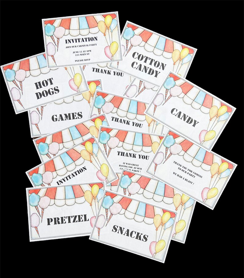 Editable Carnival Party Cards - Etsy