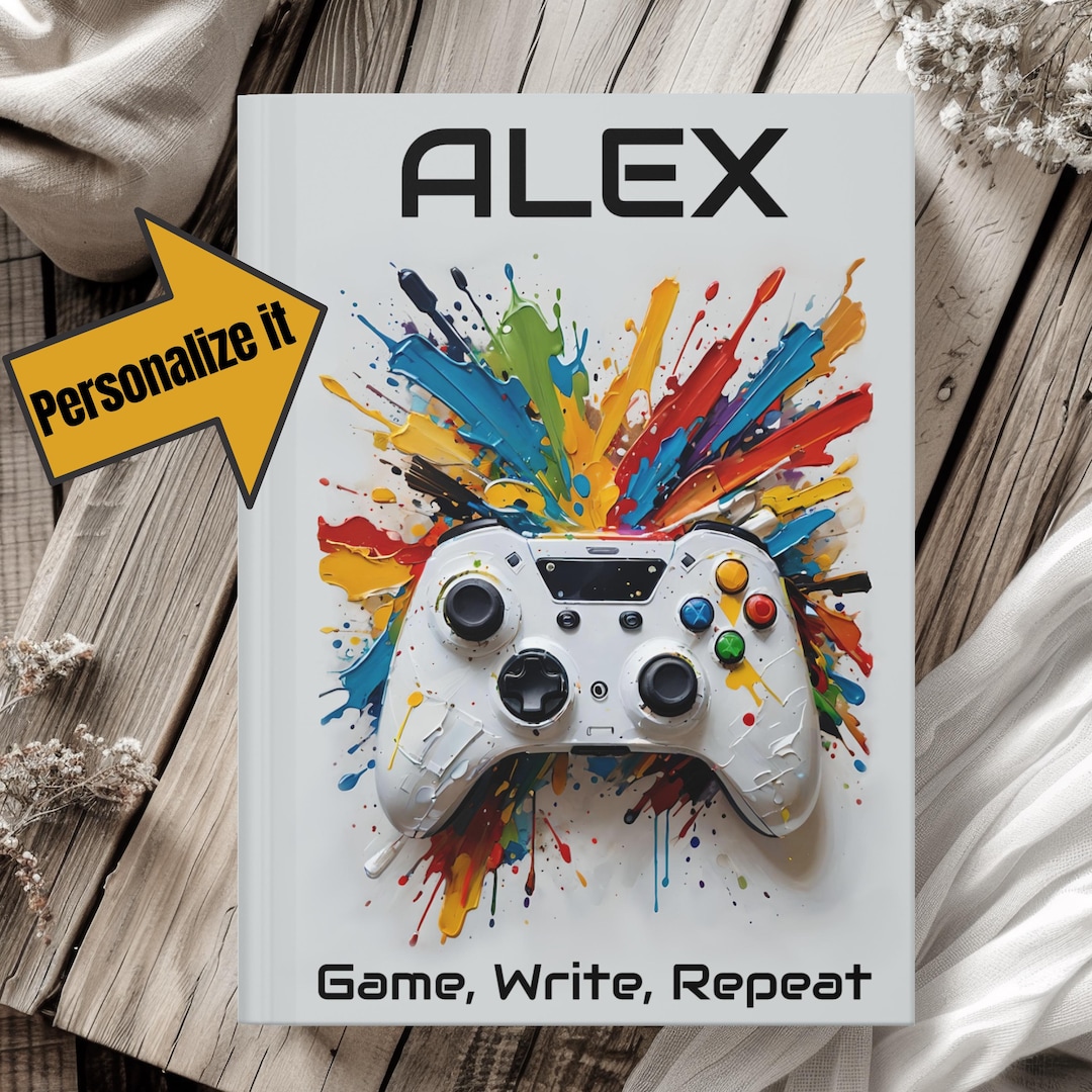 Personalized Gamer Journal Gaming Notebook With Colorful Controller Art ...