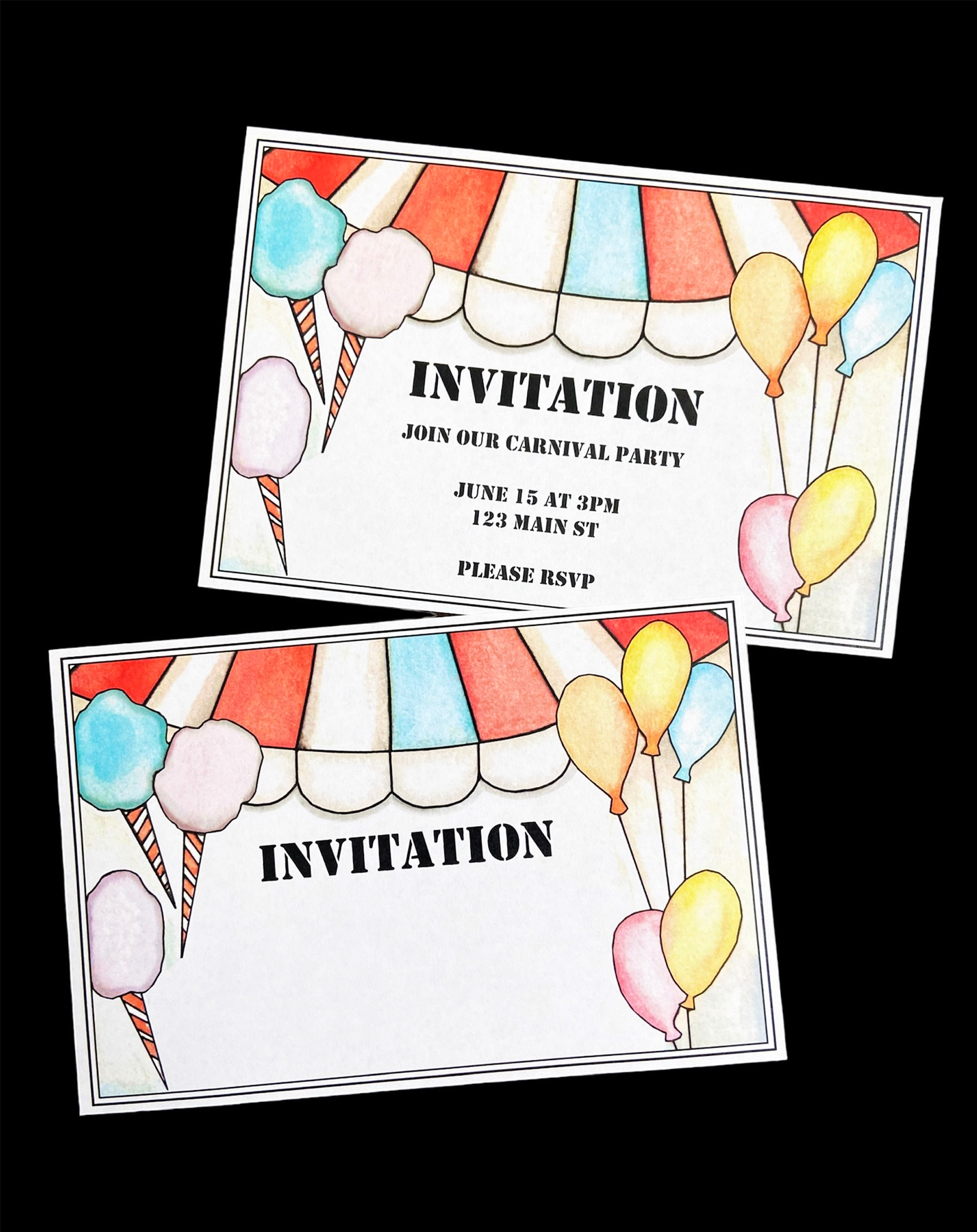 Editable Carnival Party Cards - Etsy