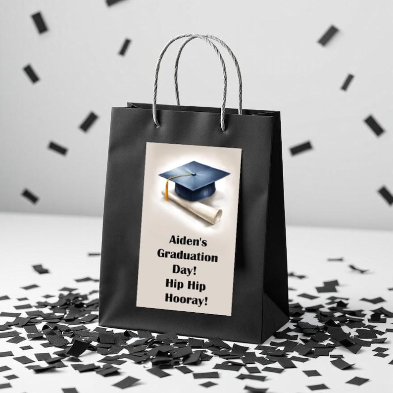 Printable Graduation Favor Bag Labels With Cap and Diploma EDITABLE ...