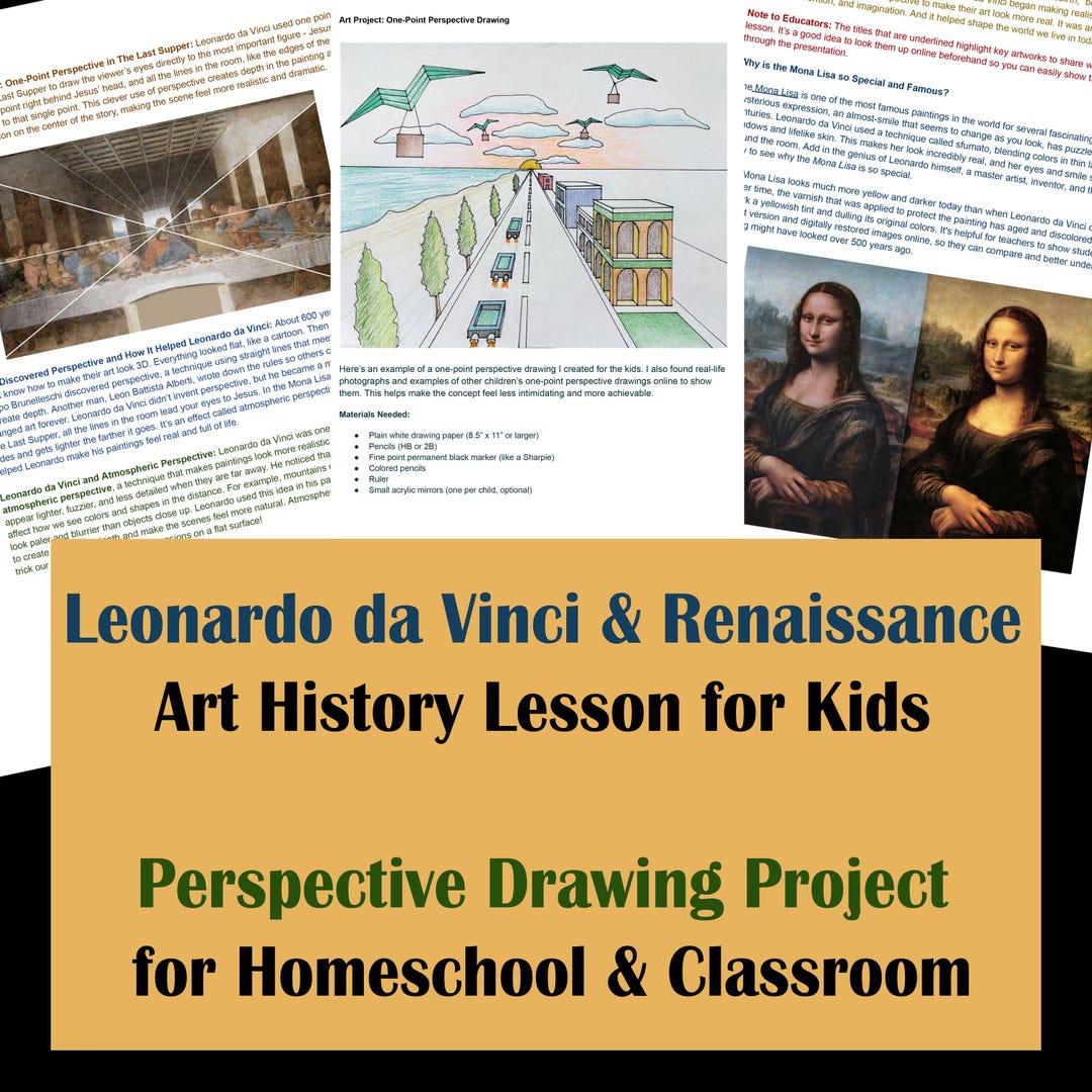Da Vinci Art Lesson for Kids: Renaissance History & Perspective Project ...
