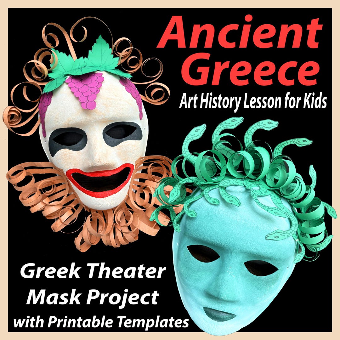 Ancient Greece Art History Lesson for Kids – Greek Theater Mask Project ...