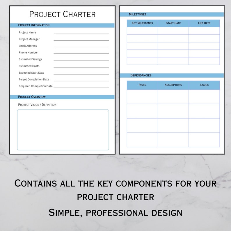 Project Charter Template Editable Canva Template Project Management ...