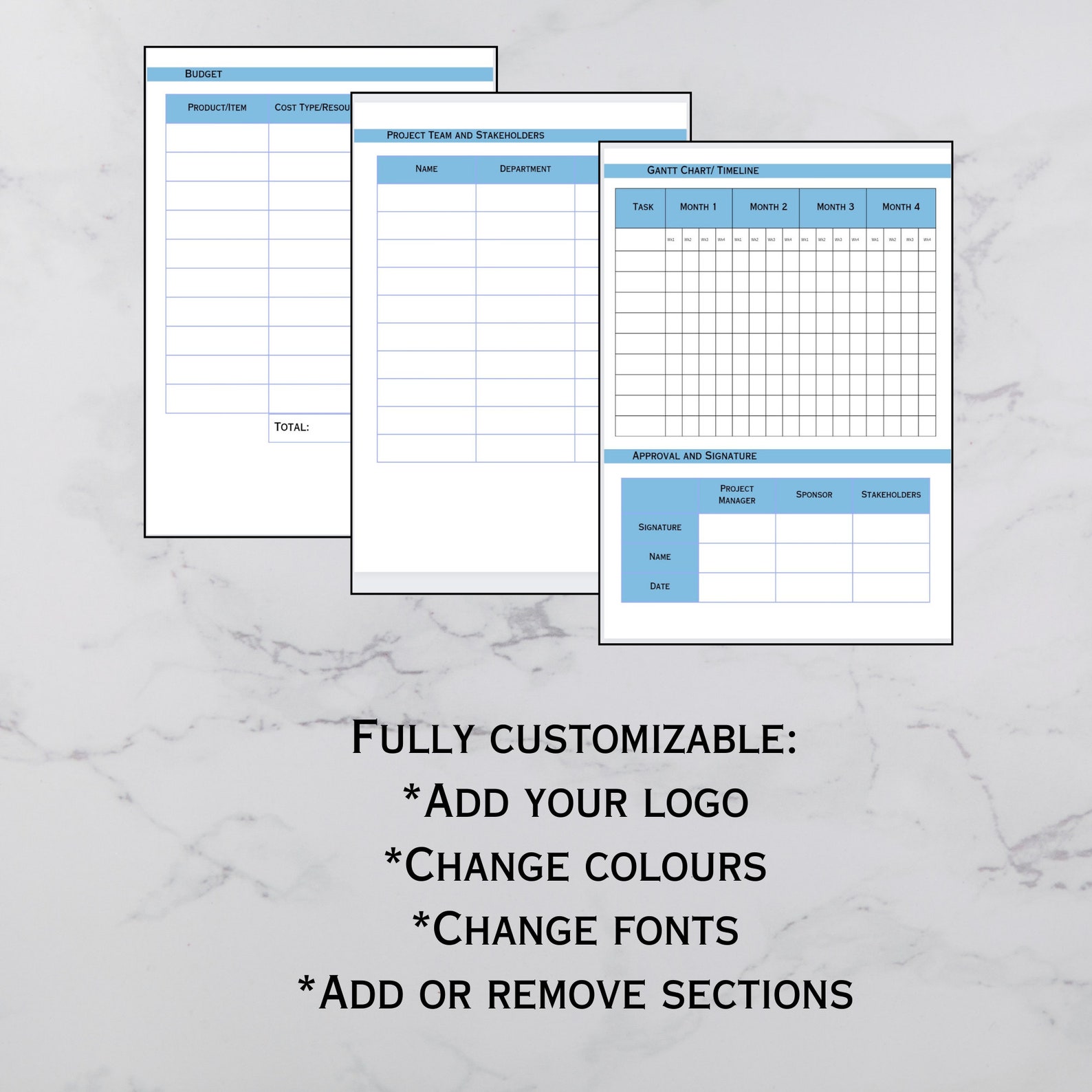 Project Charter Template Editable Canva Template Project Management ...