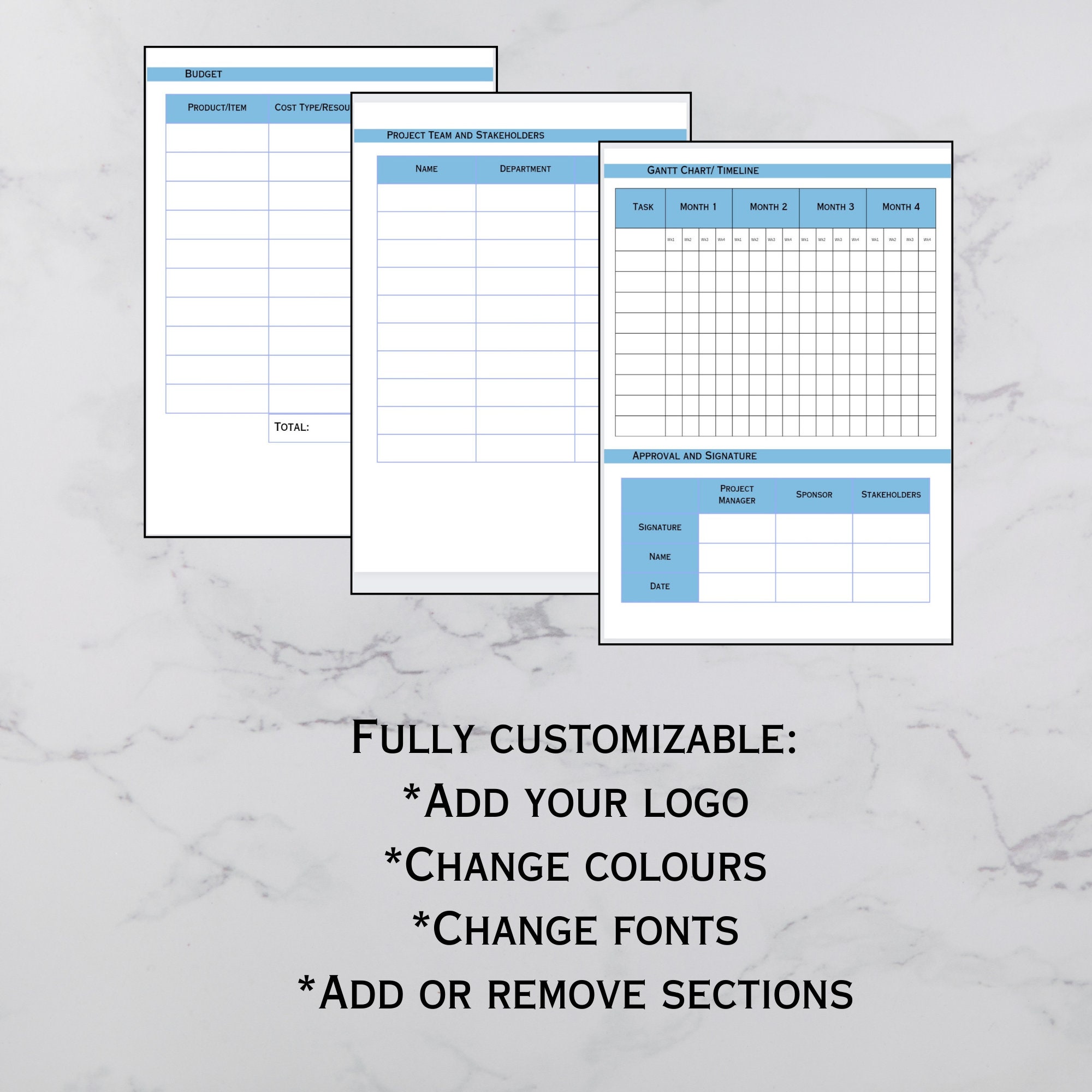 Project Charter Template Editable Canva Template Project Management ...
