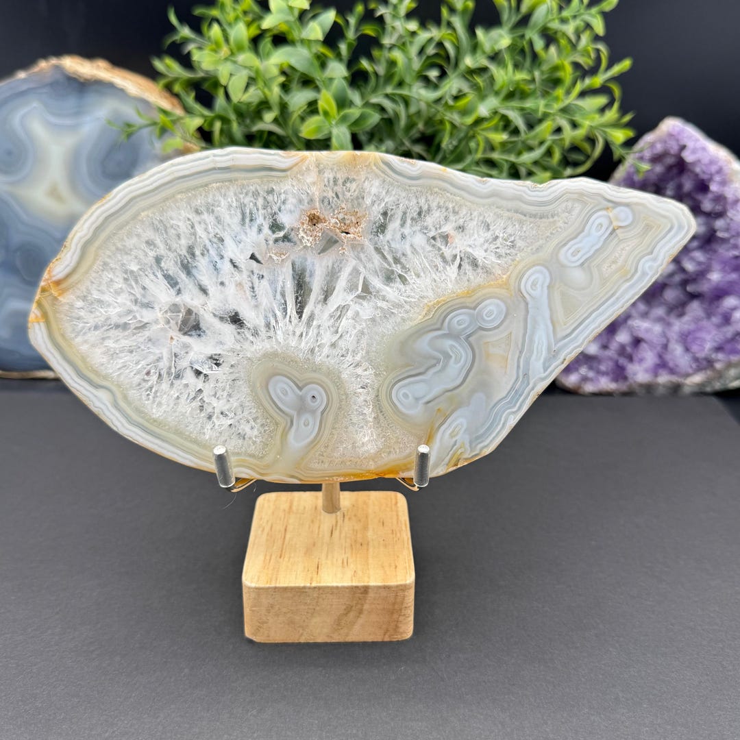 Beautiful Banded Agate and Quartz Slice With Orbs - Etsy