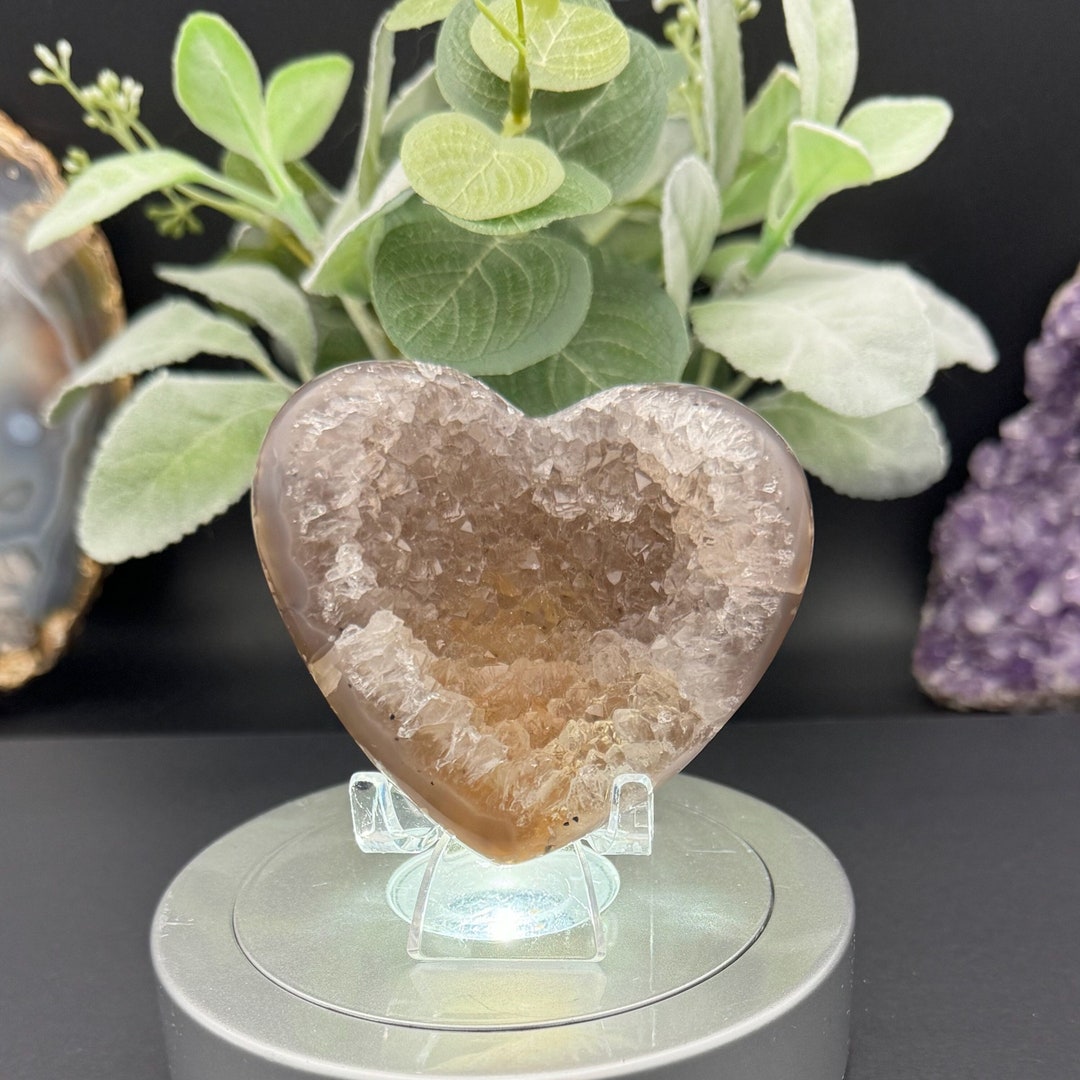 Brazilian Smoky Quartz Geode Heart Carving Sparkles - Etsy