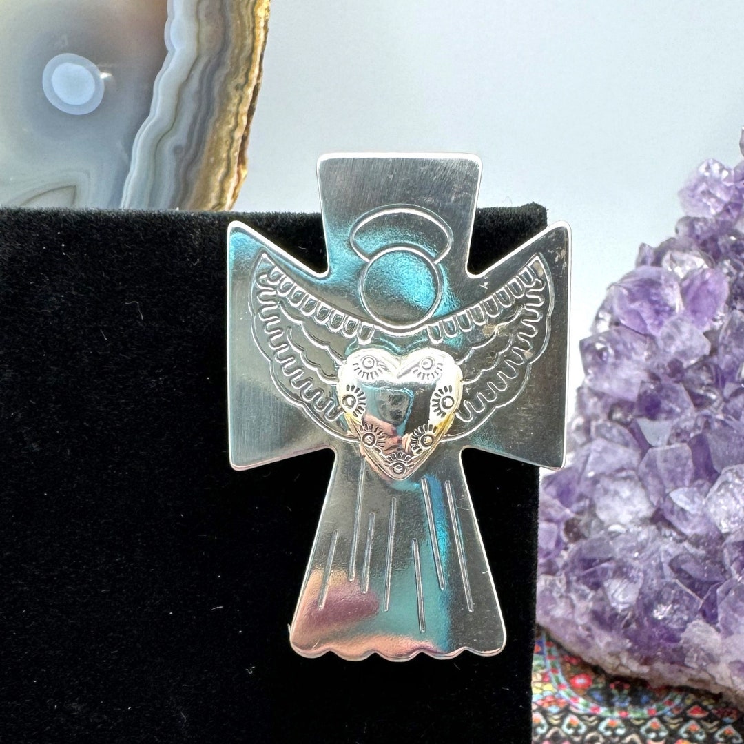 Vintage Carolyn Pollack Relios Angel Cross Brooch Pendant - Etsy