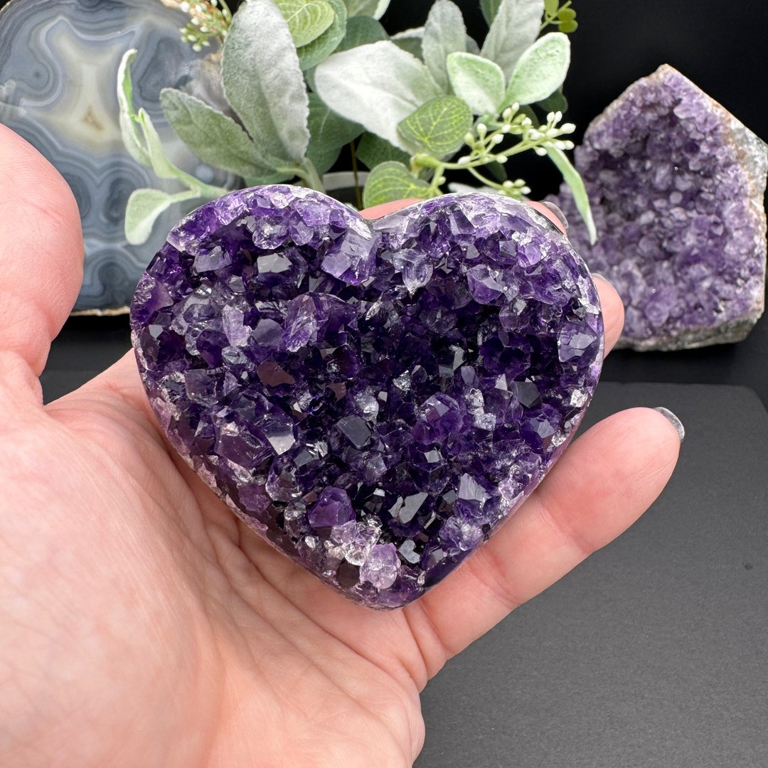 Amethyst Crystal Heart Geode Carving From Uruguay Beautiful - Etsy