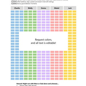 Positive Behavior Reward Chart for One, Two, Three, Four, Five, or ...
