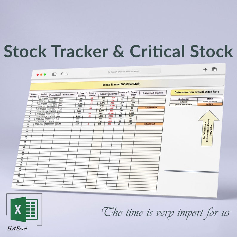 Stock Tracker, Critical Stock, Excel Stock, Stock Control, Template for ...