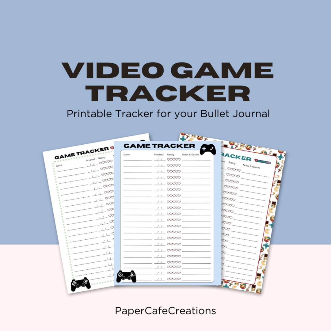 Video Game Tracker Printable Download PDF A4 & A5 Sizes 3 Styles Bullet ...