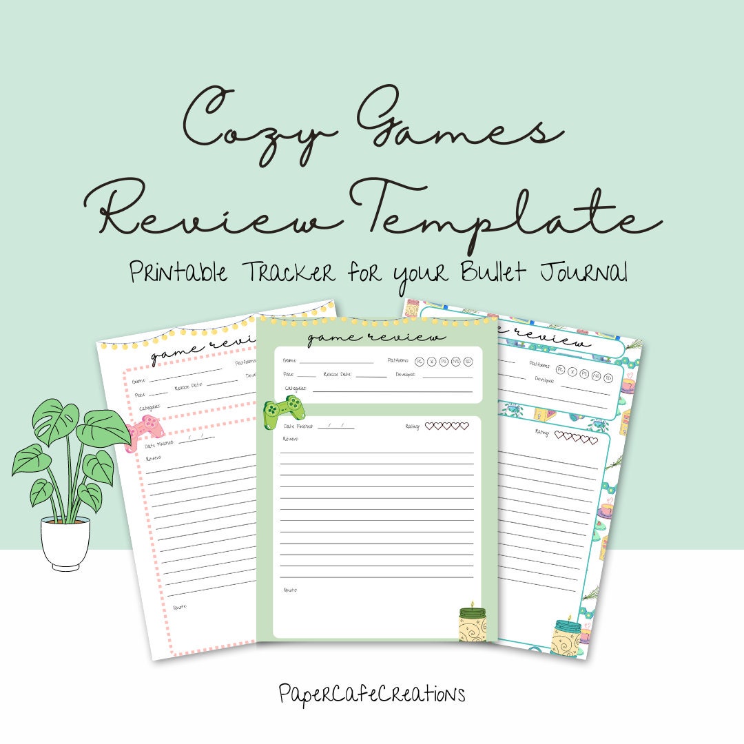 Cozy Game Review Template Printable Download PDF A4 & A5 Sizes 3 Styles ...