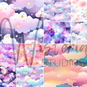 93 Watercolor Starry Sky Seamless Pattern Designs, Digital Repeat ...